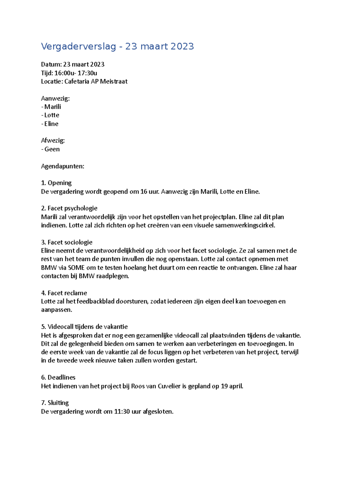 Vergaderverslag - vergaderingen ws3 - Word II + Workshop 3 - AP ...