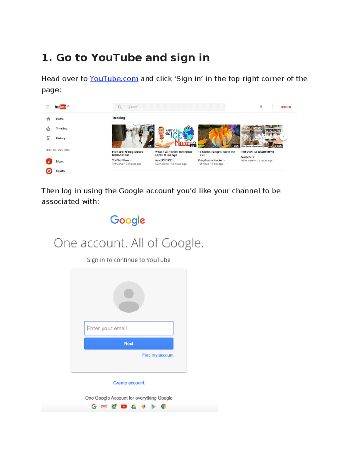 Self study 567 pratical - 1. Go to YouTube and sign in Head over to ...