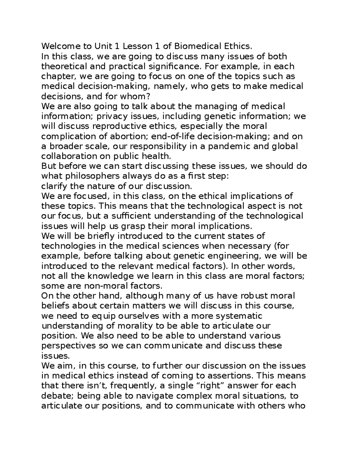 Lesson 1 Morality and Moral Decision-Making - phil 235 - Studocu