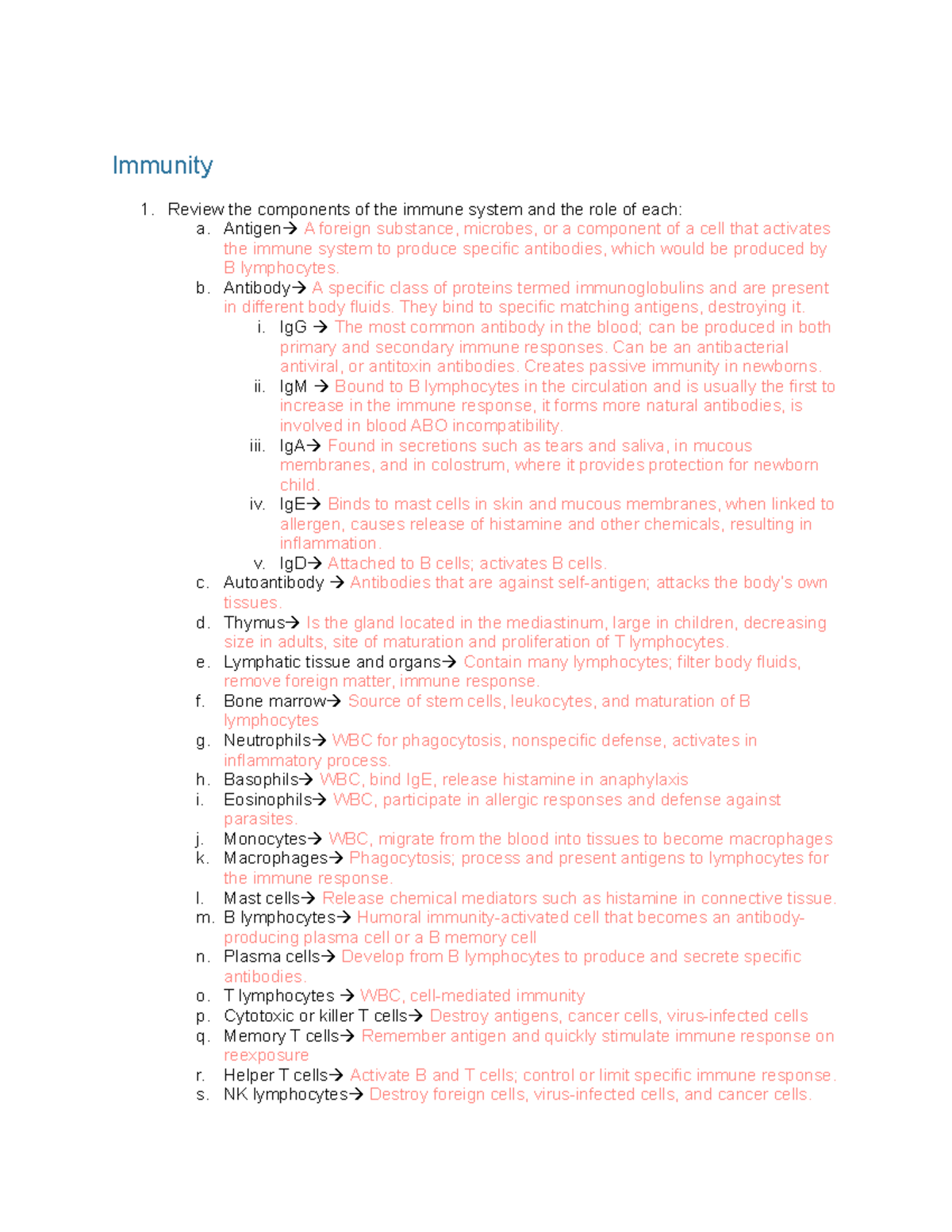 Wk 3 guided notes - Immunity Review the components of the immune system ...