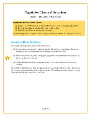 Negotiation Ch 7 Note - Negotiation Theory and Behaviour Chapter 7: Communication Process and ...