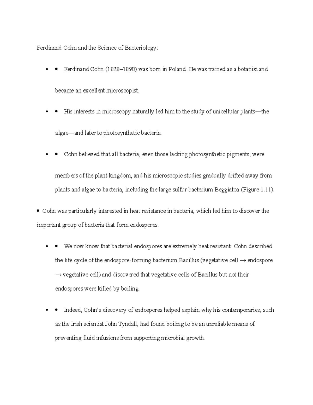 Ferdinand Cohn and the Science of Bacteriology - He was trained as a ...