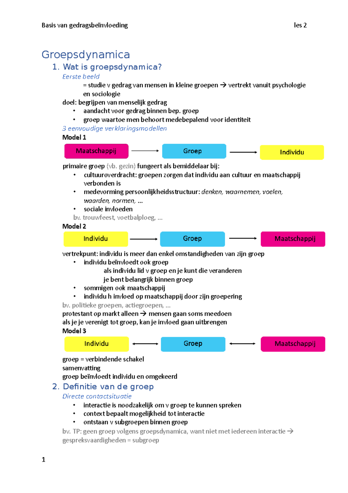 samenvatting groepsdynamica - Groepsdynamica 1. Wat is groepsdynamica ...