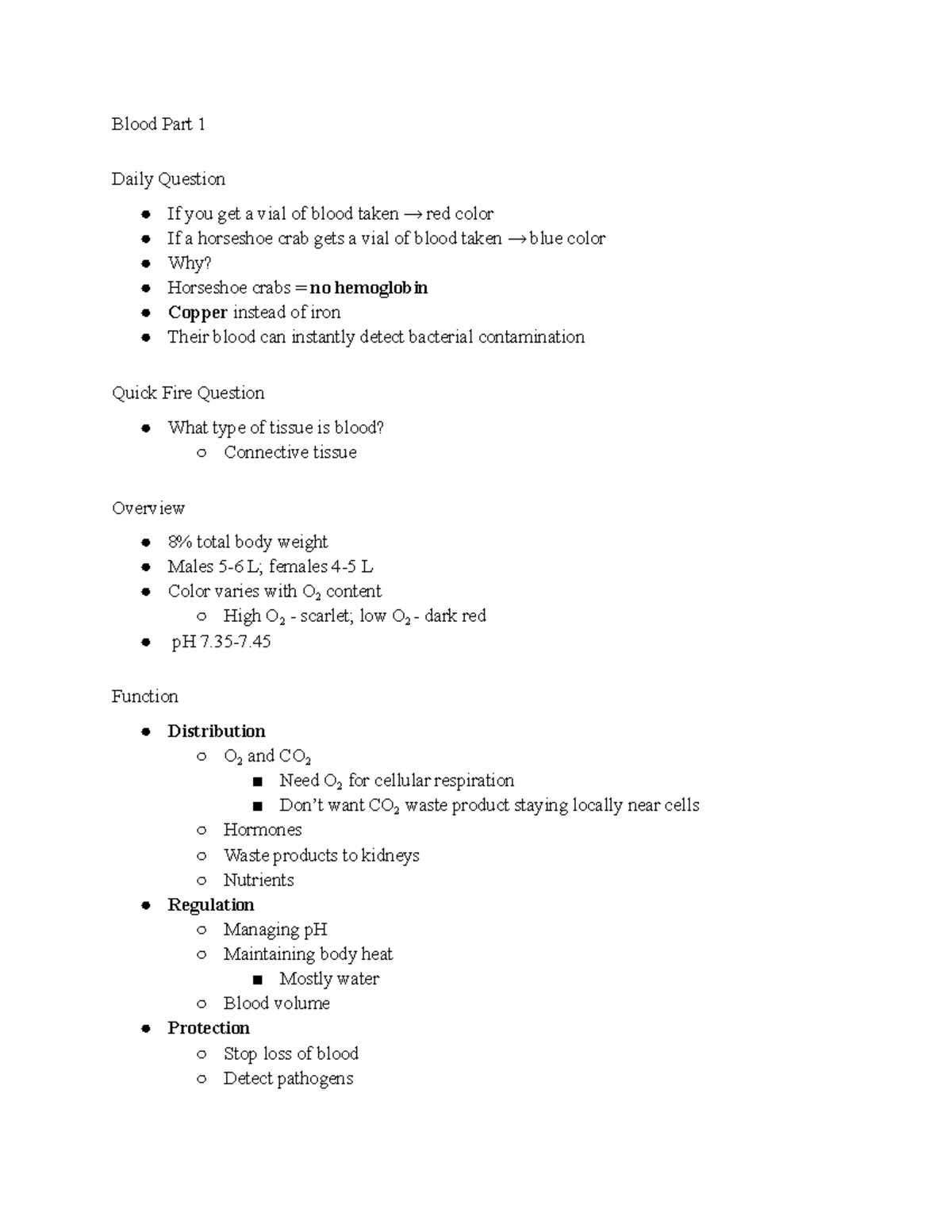 Blood Part 1 - Dr. Lombardi - Blood Part 1 Daily Question If you get a ...