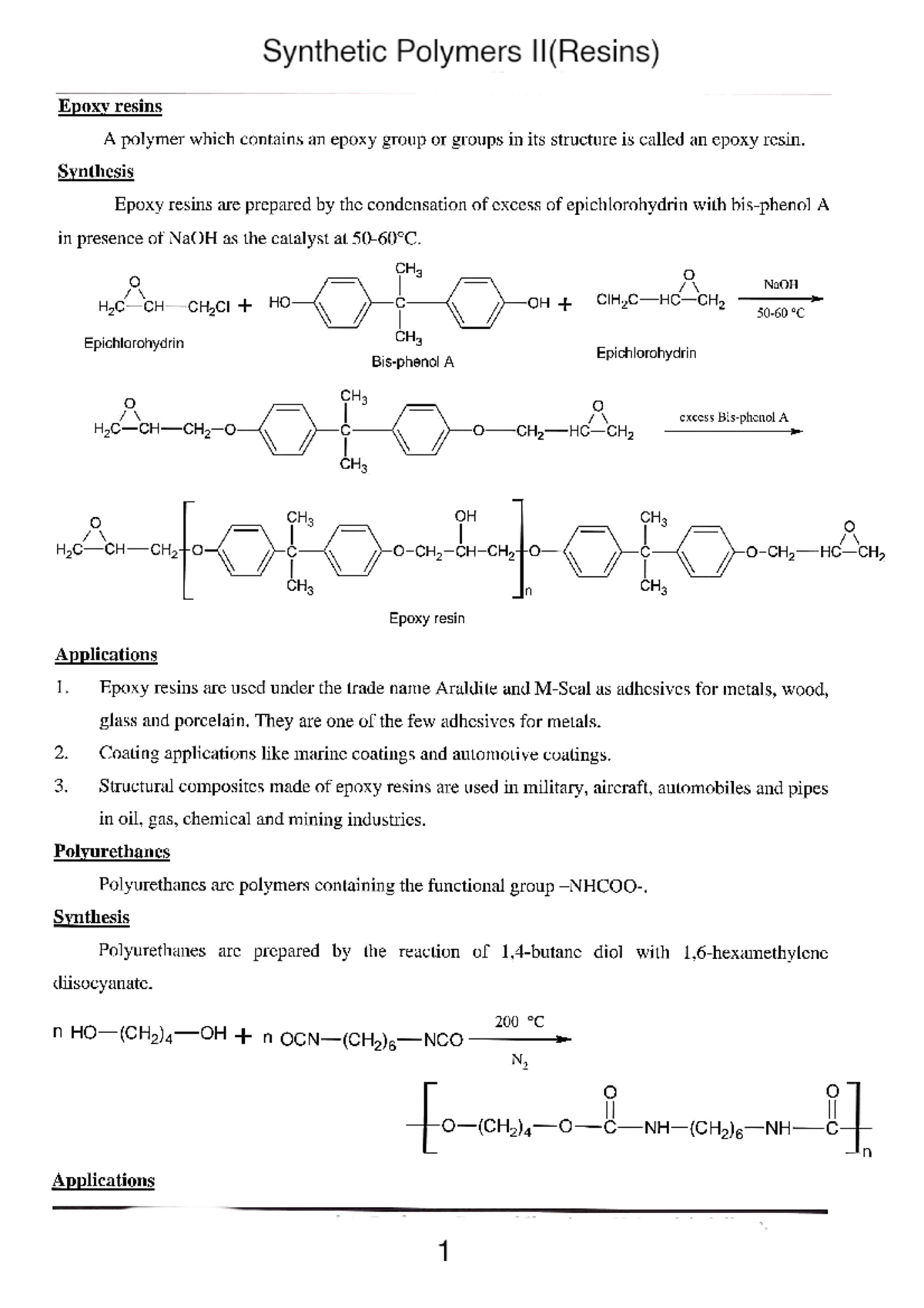 2. Synthetic polymers-II - BSc Chemistry - Studocu