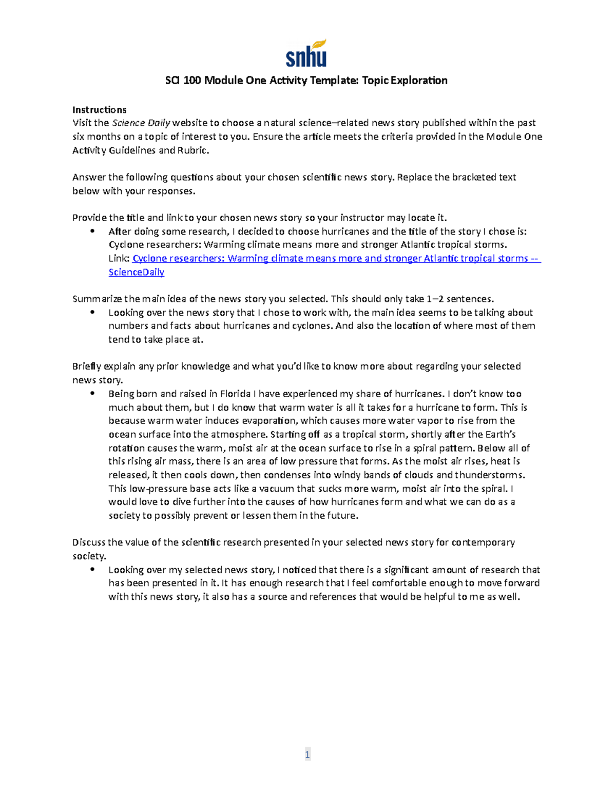 Natural Science Module 1 Template - SCI 100 Module One Activity ...