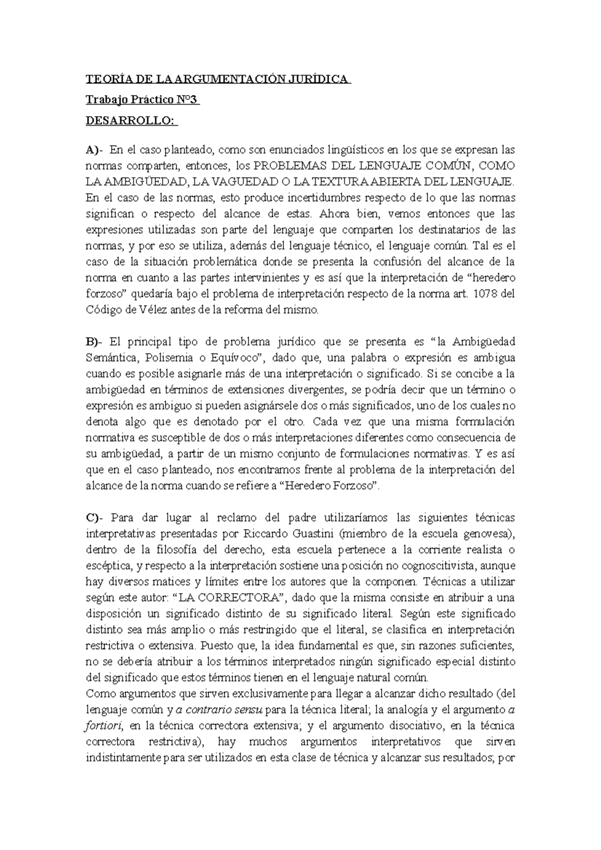 TP3 Grpal Teoría DE LA Argumentación - TEORÍA DE LA ARGUMENTACIÓN JURÍDICA Trabajo Práctico N ...