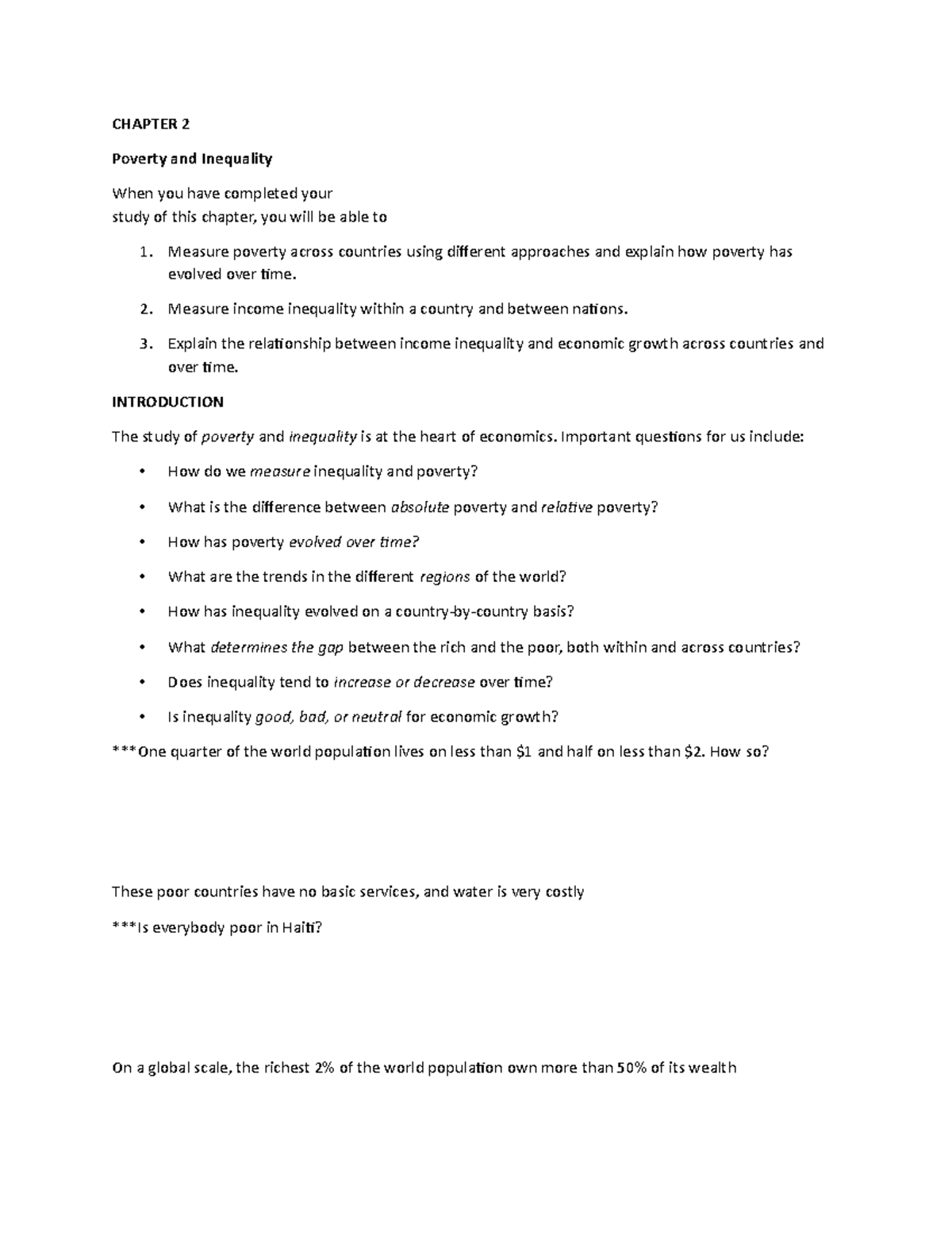 Chapter 2 Development Economics - CHAPTER 2 Poverty and Inequality When ...