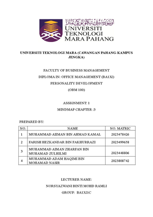 Assignment TEAM Fitness OBM100 - UNIVERSITI TEKNOLOGI MARA, KEDAH FAKULTI PENGURUSAN DAN ...