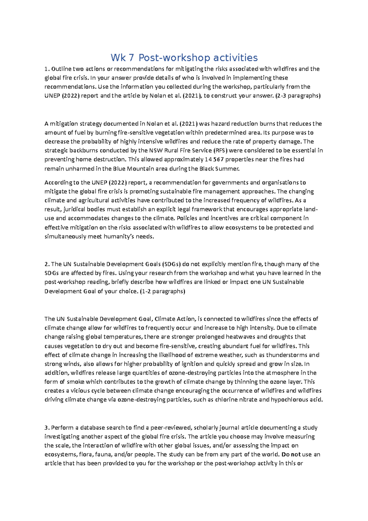 Wk 7 Post-workshop activities - Wk 7 Post-workshop activities Outline ...