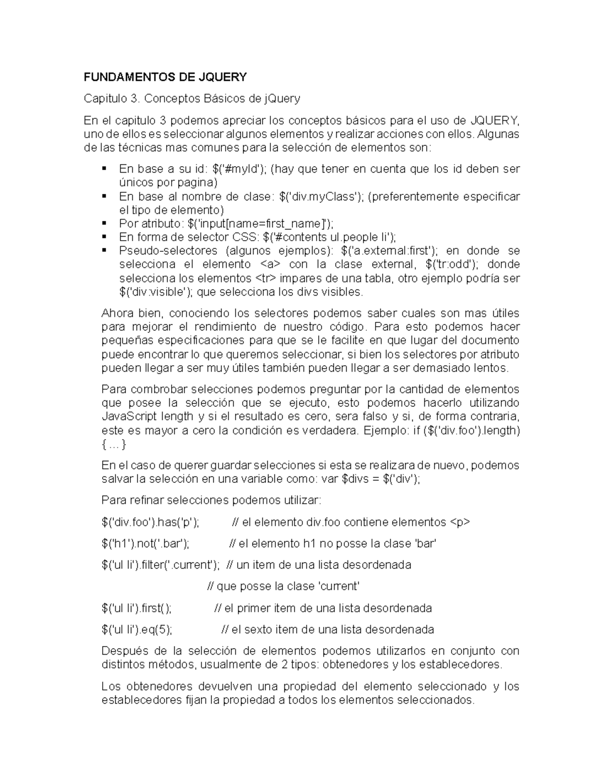 Fundamentos DE Jquery - FUNDAMENTOS DE JQUERY Capitulo 3. Conceptos Básicos de jQuery En el ...