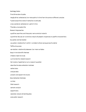 Chapter 1 Student Notes - Sociology is the systematic study of human ...