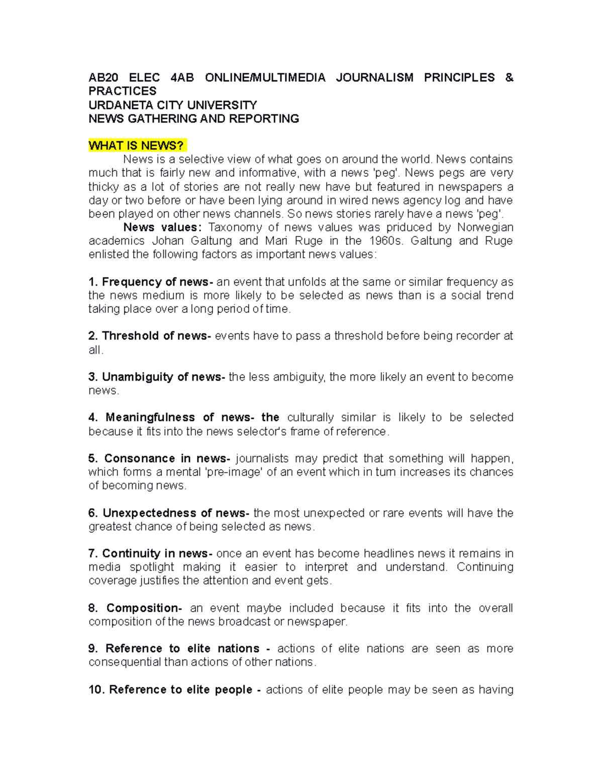 WHAT IS NEWS (NEWS Gathering AND Reporting) - AB20 ELEC 4AB ONLINE ...