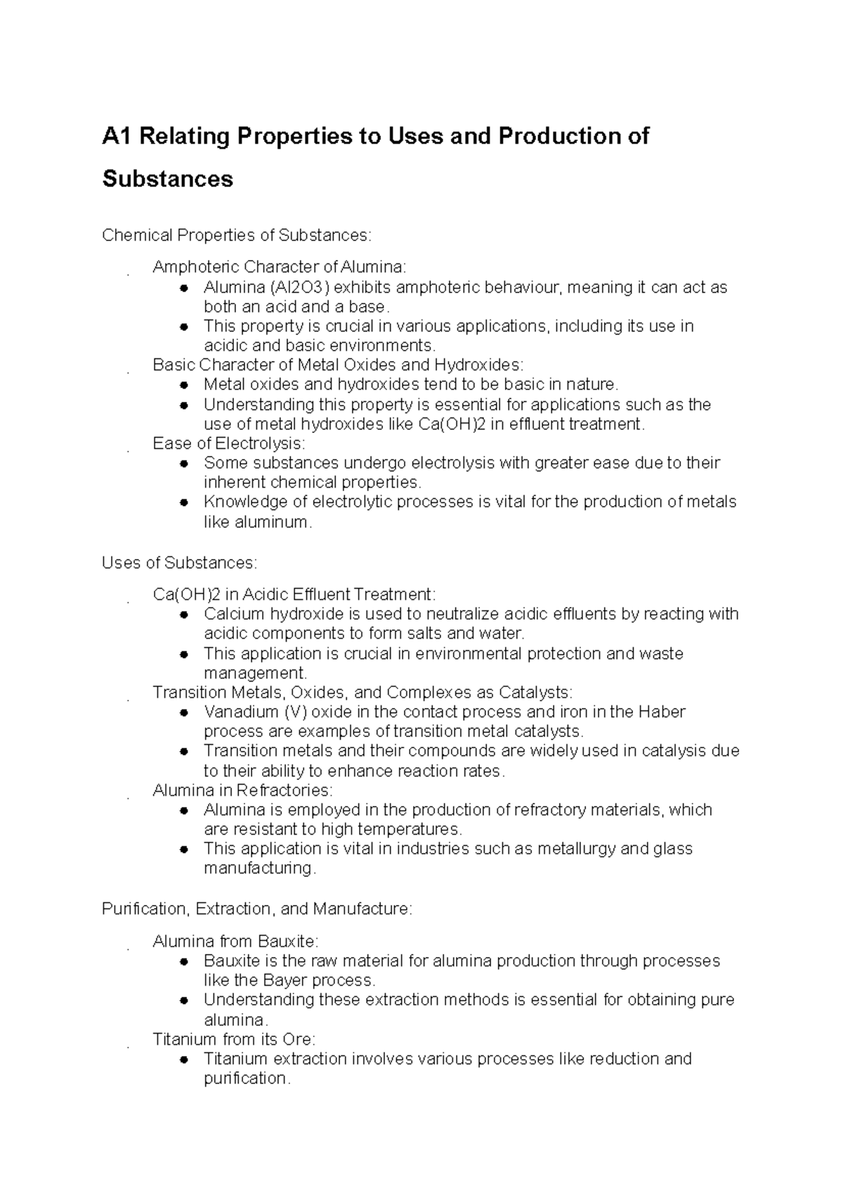 Unit 5 Btec Exam Applied Science A1 Relating Properties To Uses And Production Of Substances