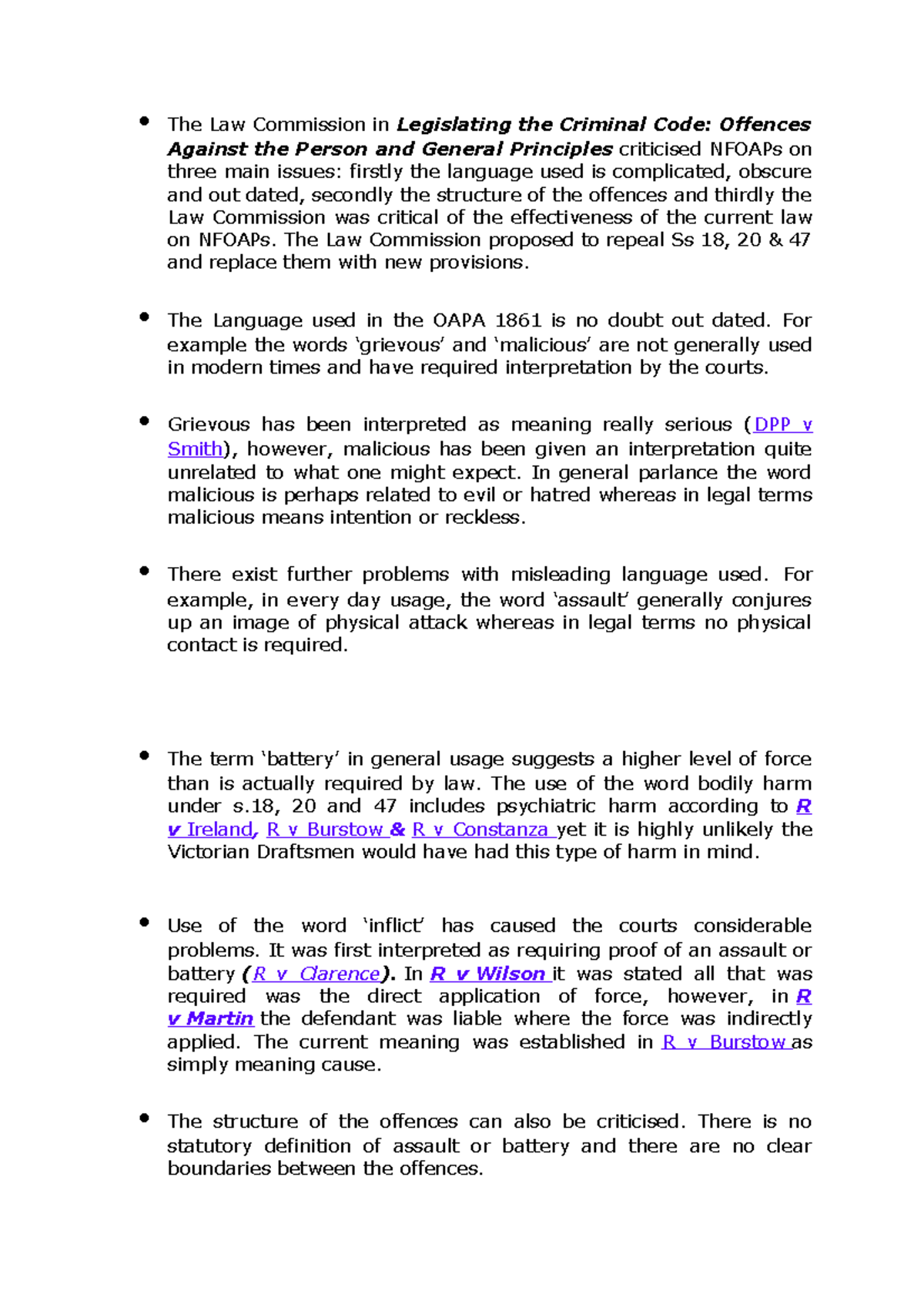 Non Fatal Offences Against The Person The Law Commission In