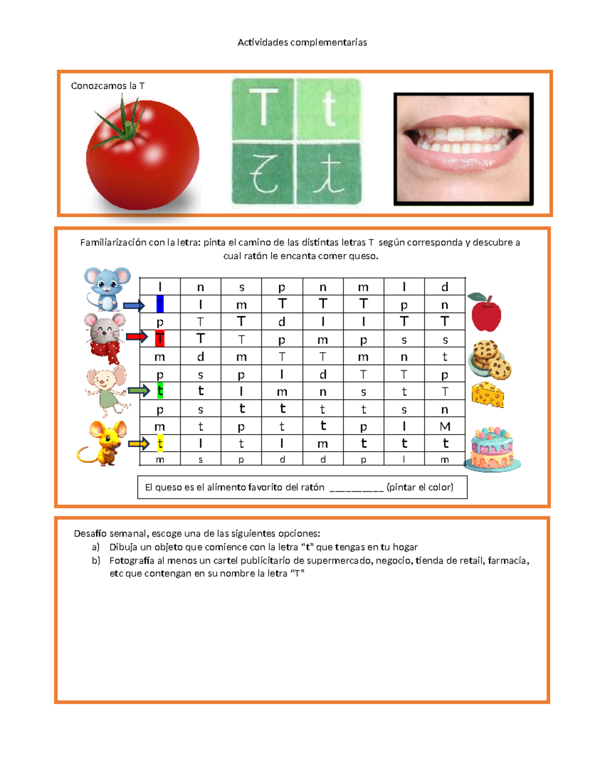 Actividad complementaria T - Actividades complementarias Conozcamos la ...