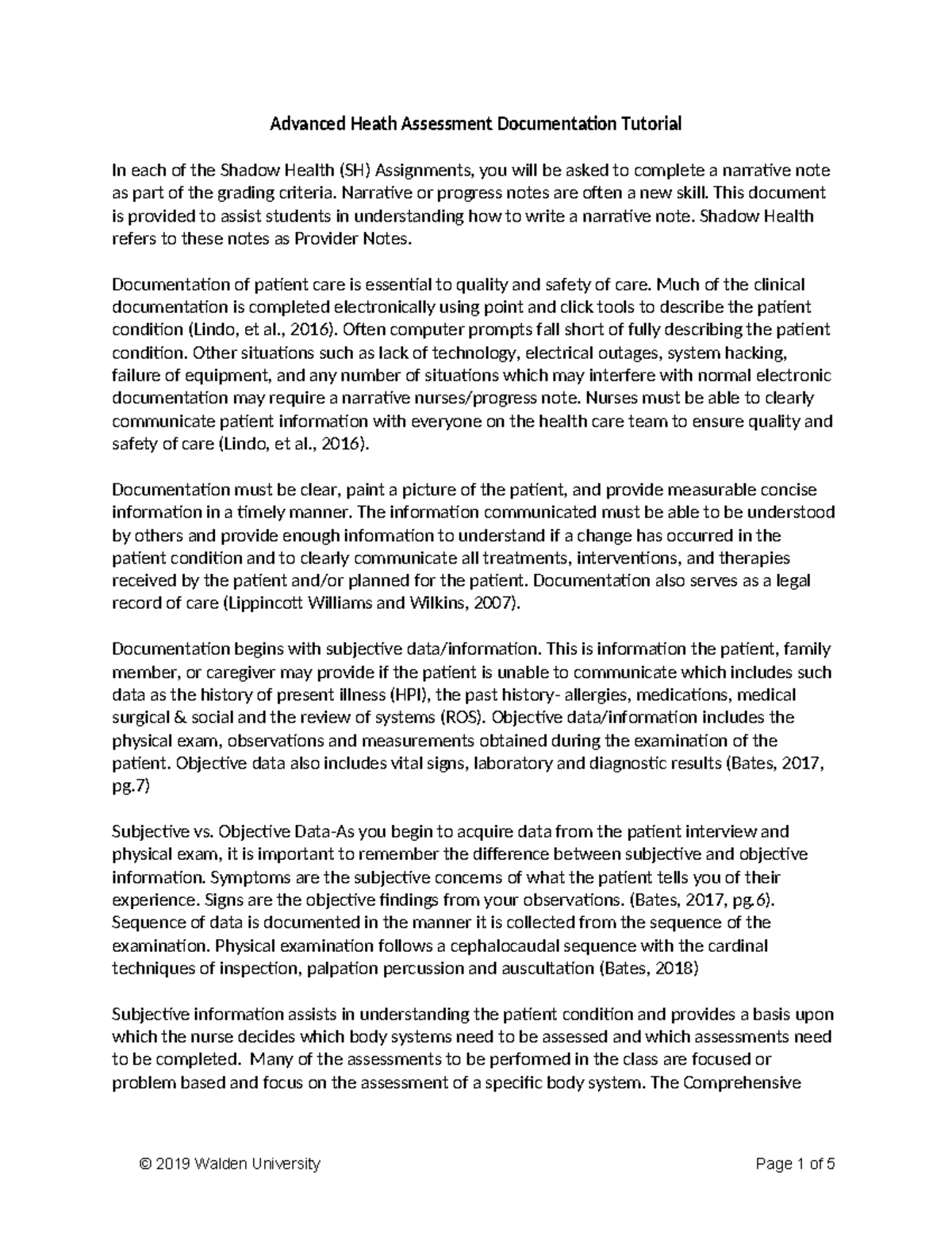 Shadow Health Nursing Documentation Tutorial - Advanced Heath ...