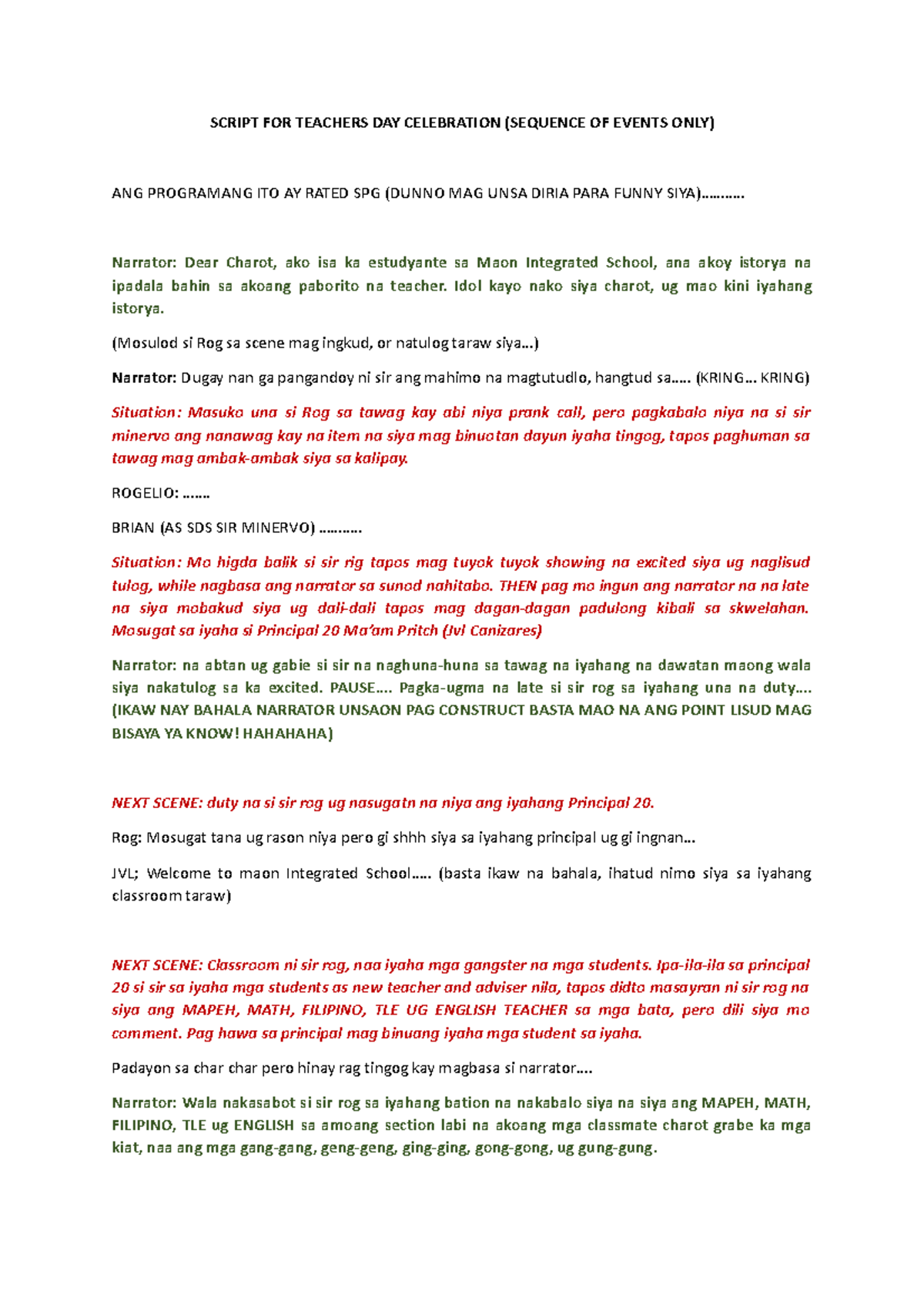 Script FOR Teachers DAY Celebration - SCRIPT FOR TEACHERS DAY ...