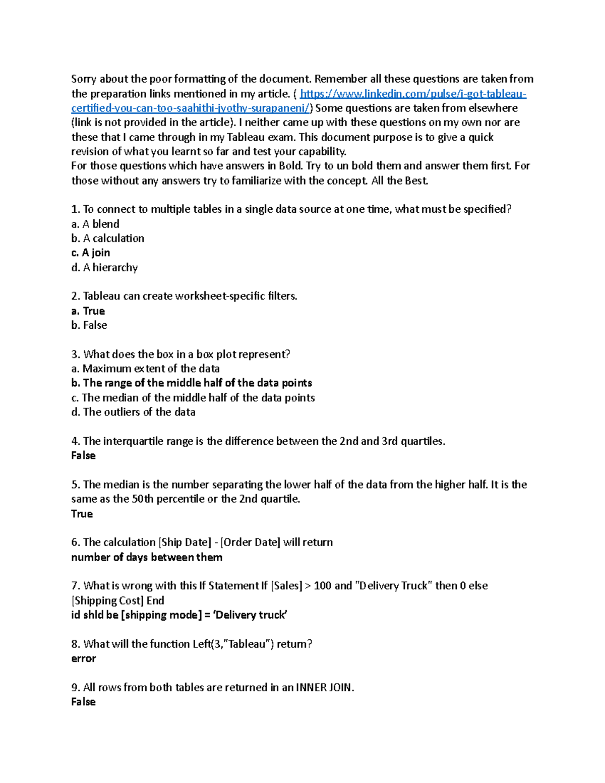 Knowledge Based Questions - Sorry about the poor formatting of the ...