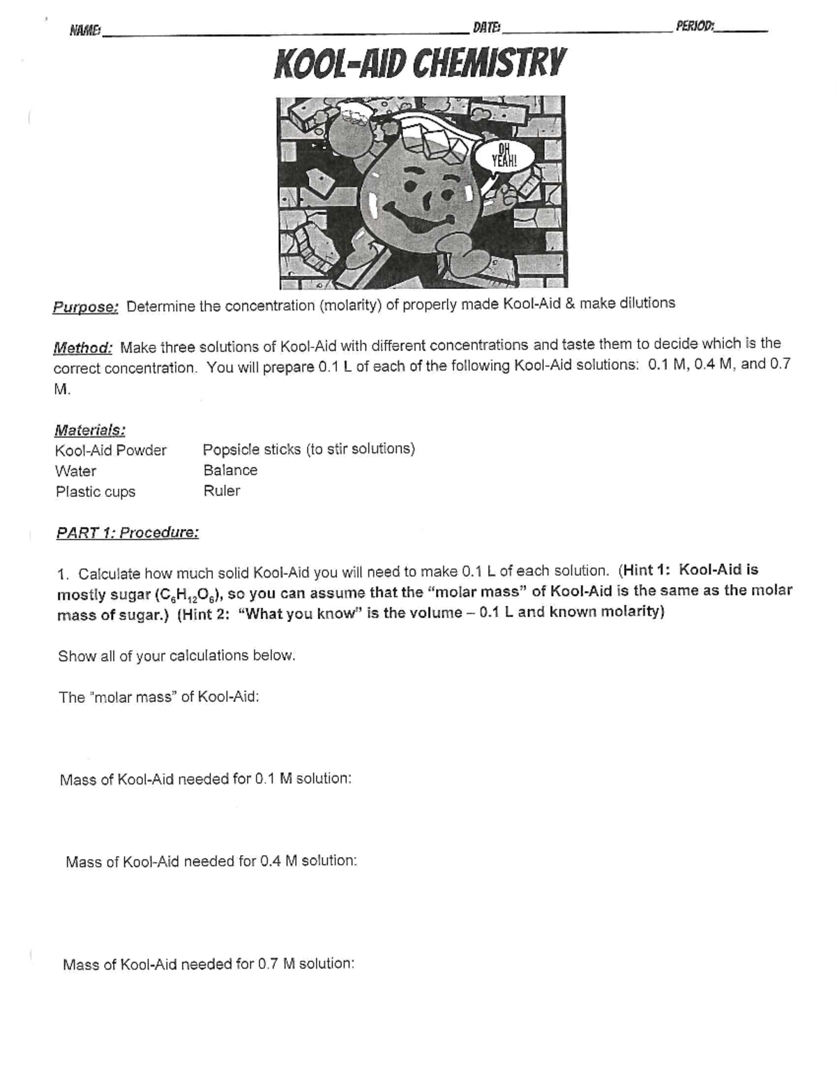 Kool-Aid Chemistry - Studocu
