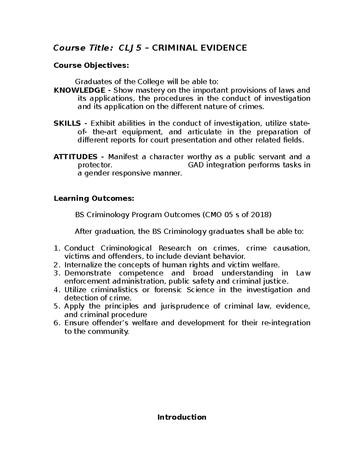 CLJ5- Module-1 Topic-1 - Course Title: CLJ 5 – CRIMINAL EVIDENCE Course ...