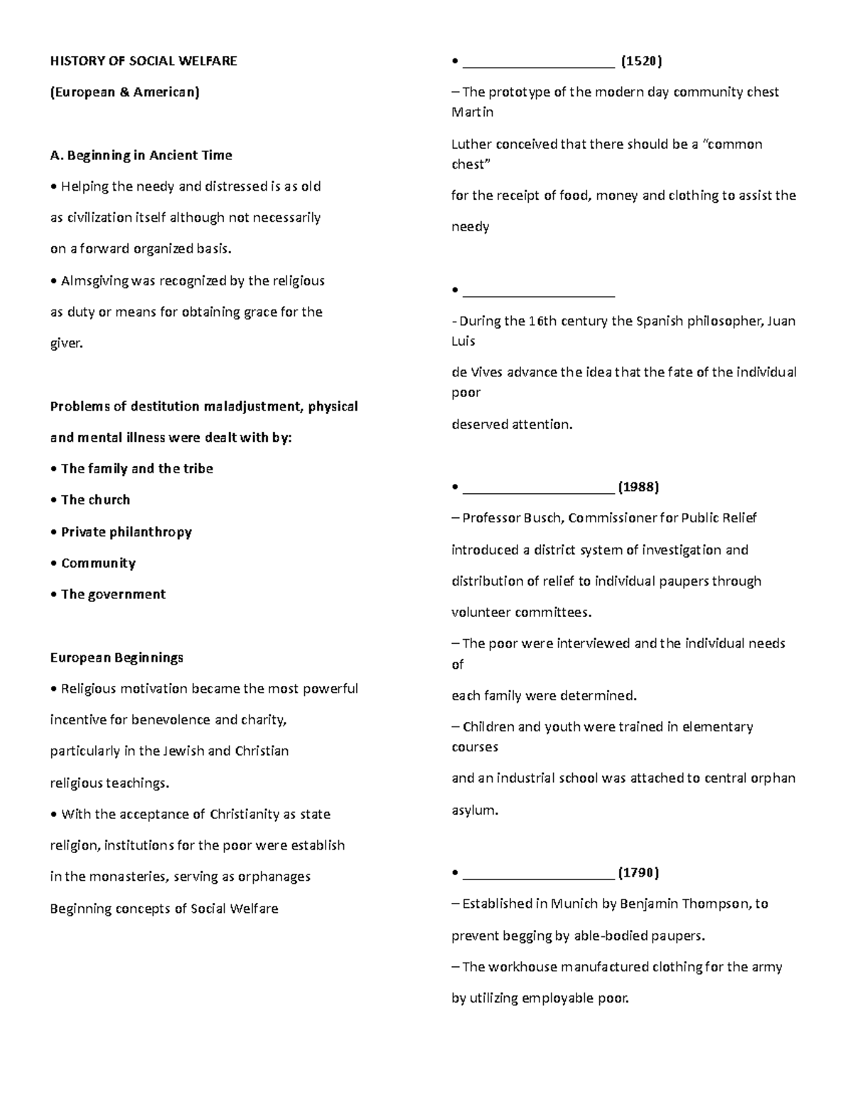 History Of Social Welfare - HISTORY OF SOCIAL WELFARE (European ...