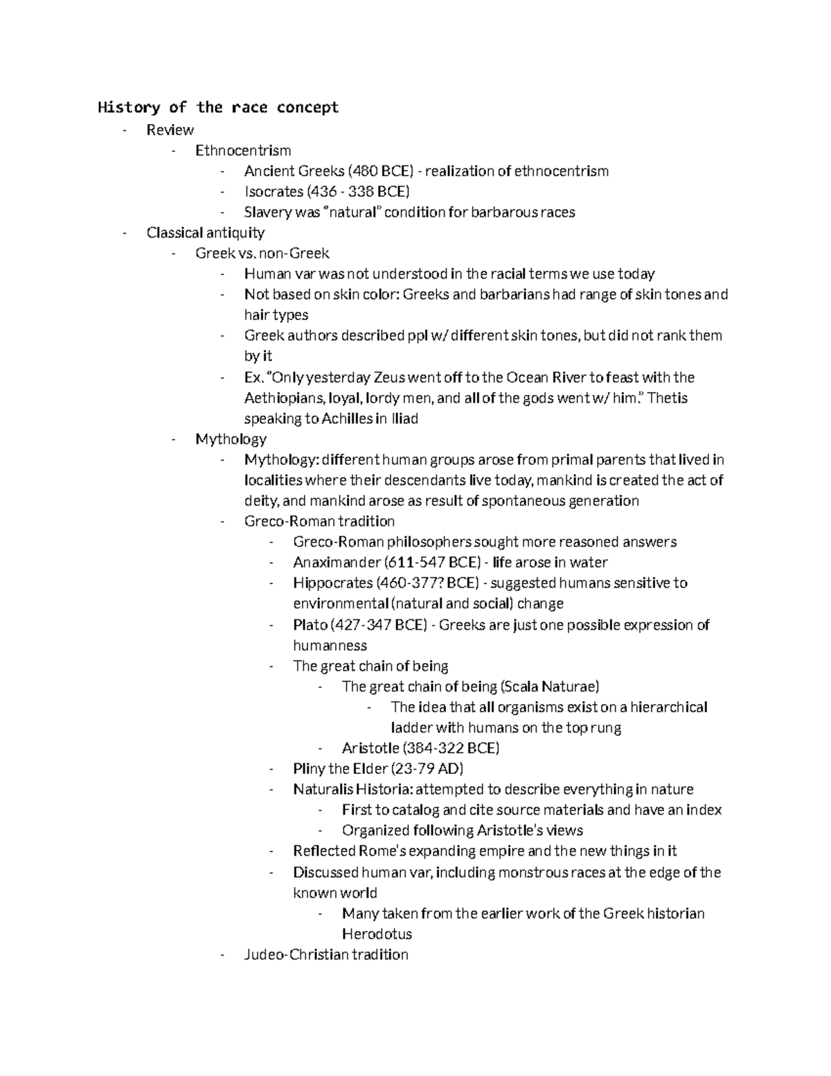 ANTH 278 Week 3 History of the race concept Lecture - History of the ...