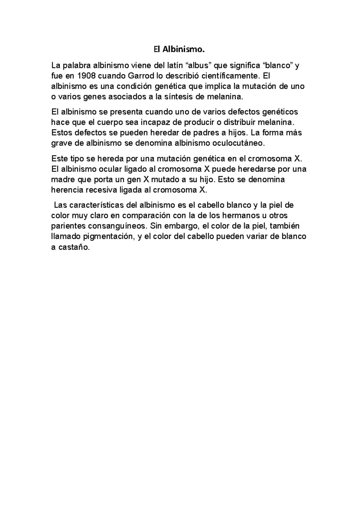 El Albinismo - La palabra albinismo viene del latín “albus” que ...