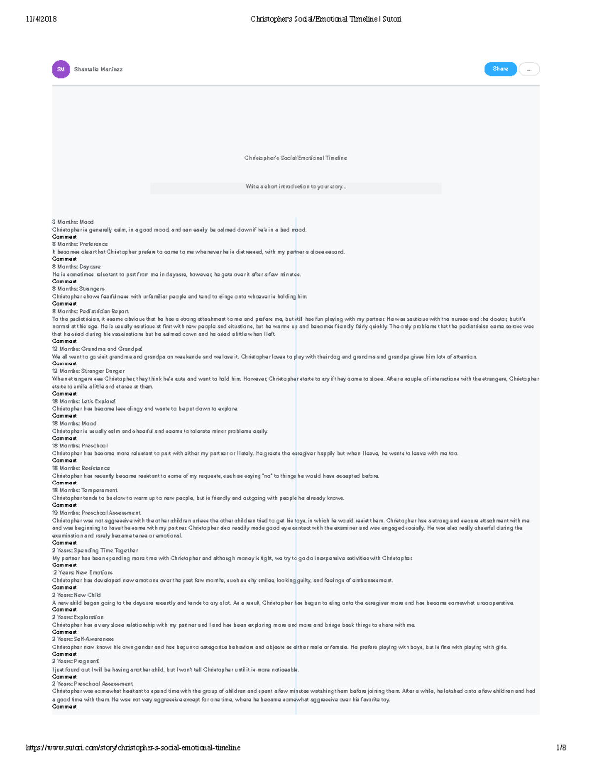 Christopher's Social Emotional Timeline Sutori - Timeline Sutori SM ...