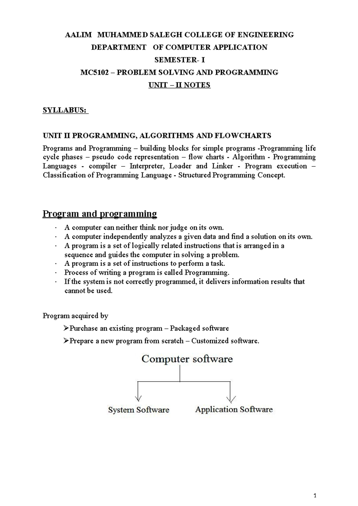 MC5103 PSP UNIT – II Notes - AALIM MUHAMMED SALEGH COLLEGE OF ...