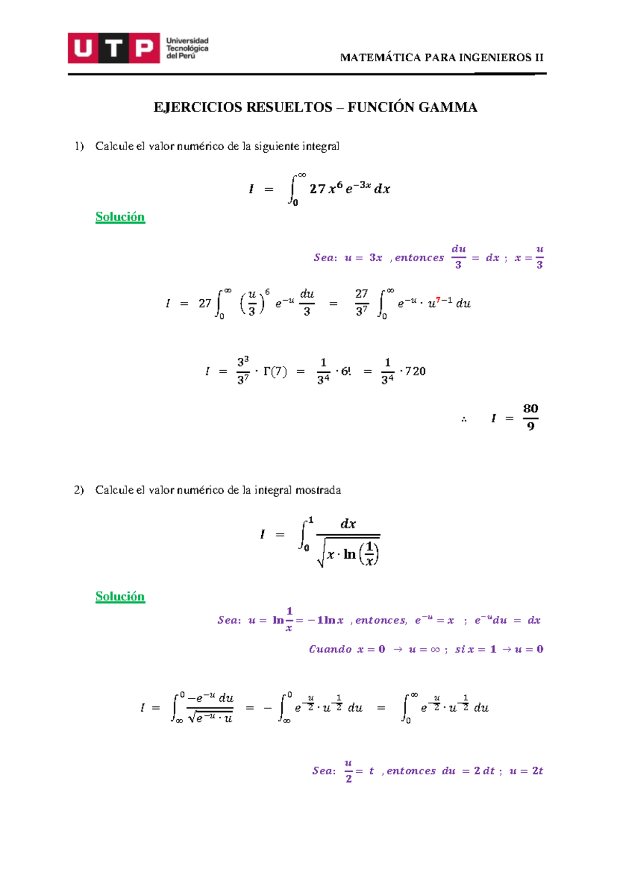 S02 s2 - Ejercicios resueltos - MATEMÁTICA PARA INGENIEROS II EJERCICIOS RESUELTOS – FUNCIÓN ...
