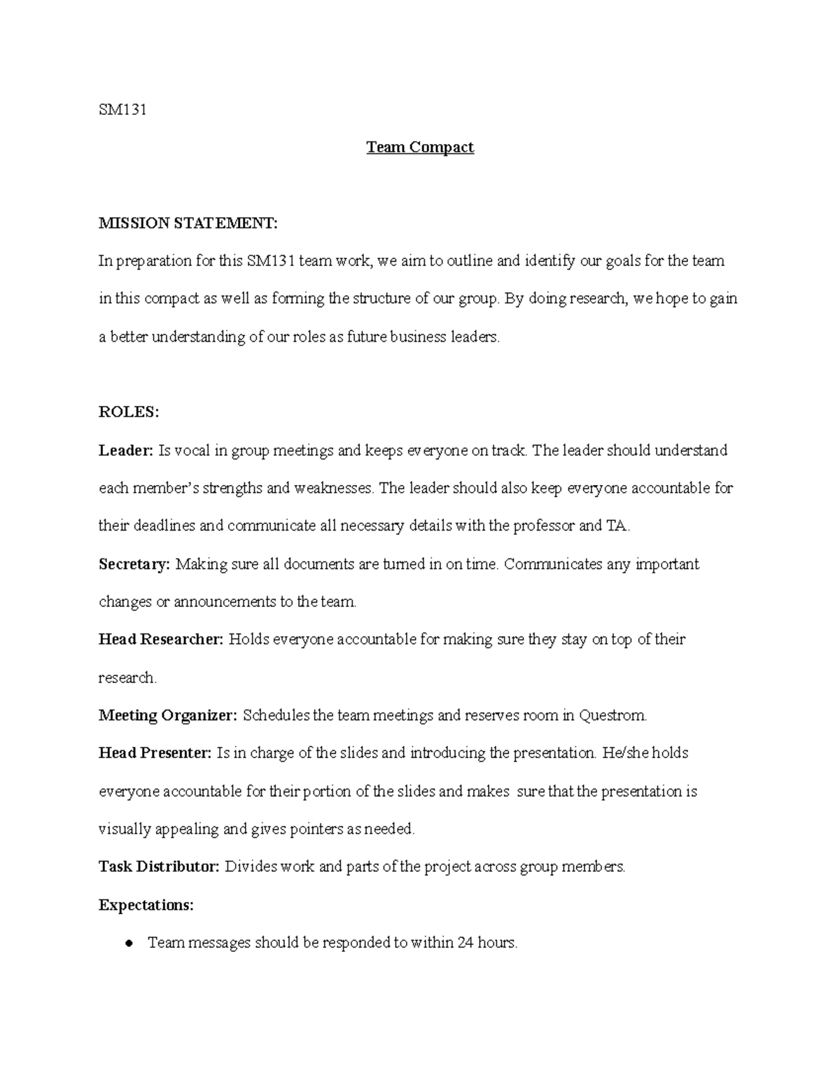 Team Compact - rules and guidelines team should abide by - SM Team ...