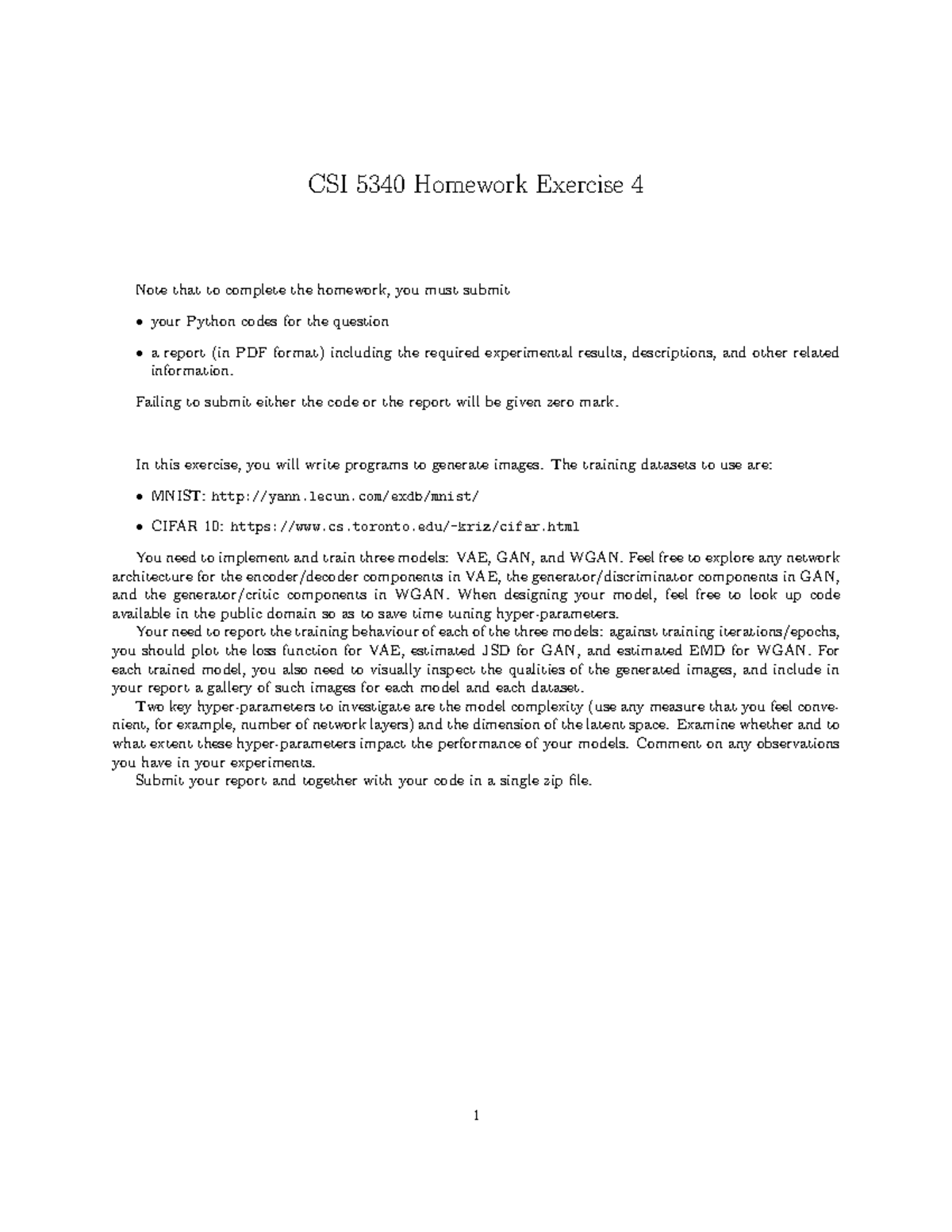 Homework 4 - assignment 4 - CSI 5340 Homework Exercise 4 Note that to complete the homework, you ...
