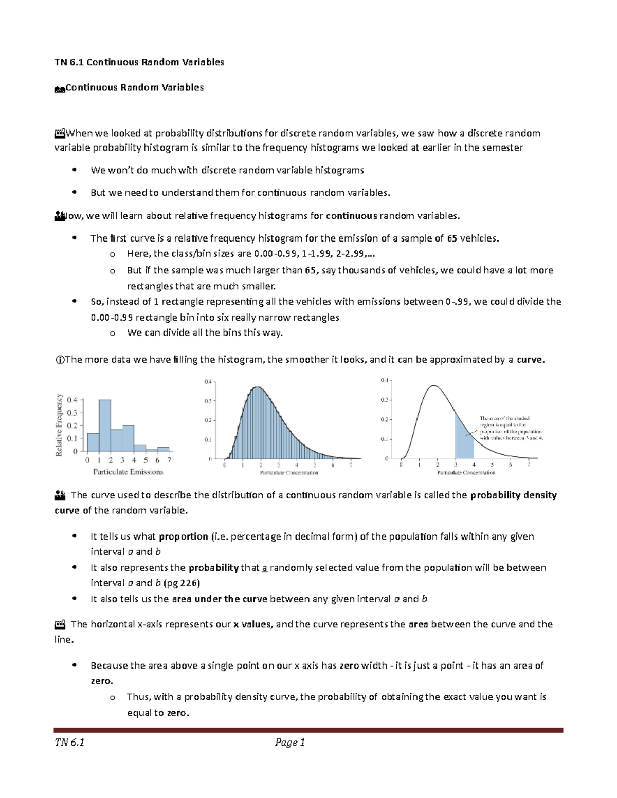 Class TN 6.1 Continuous Random Variables - TN 6 Continuous Random ...