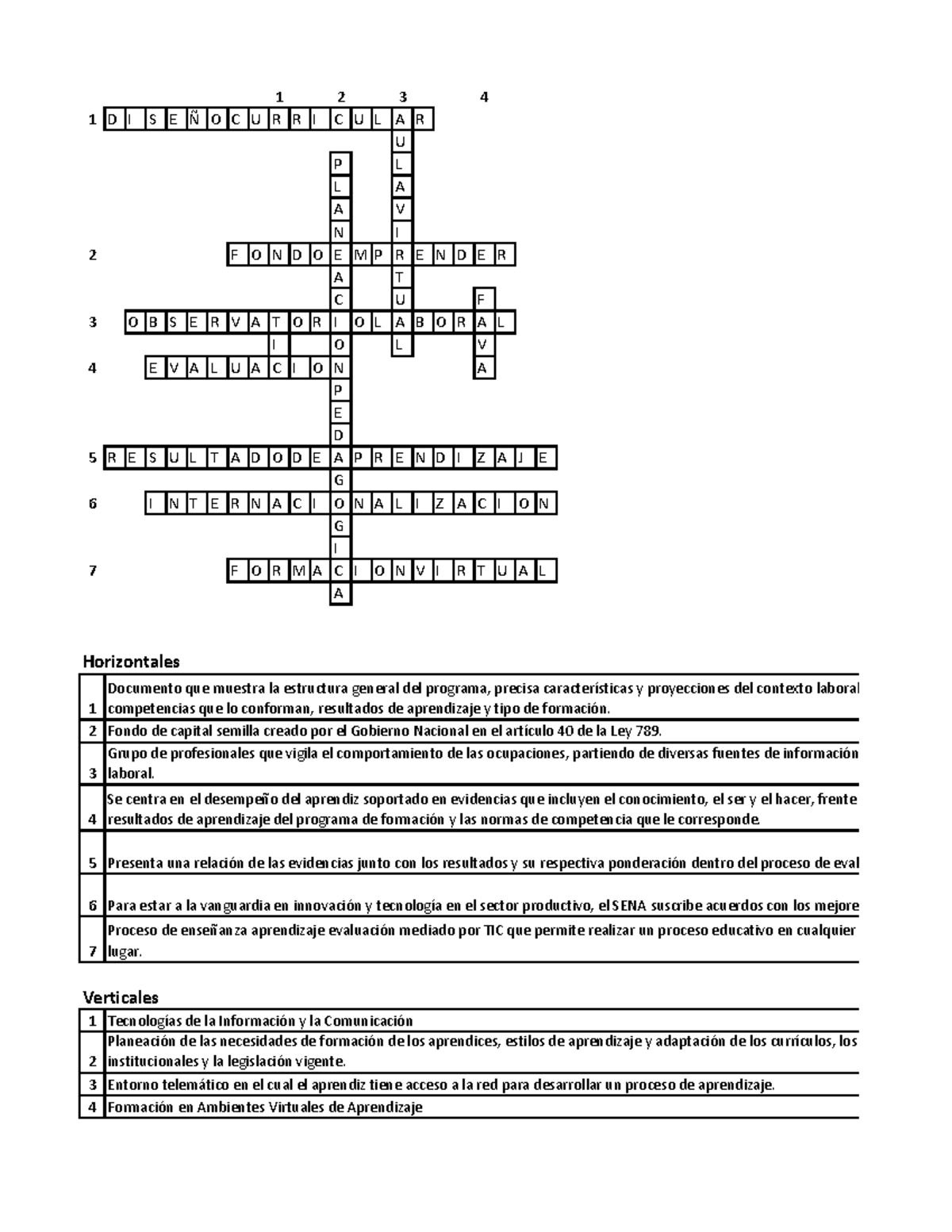 Crucigrama. AA3-EV01 - sdadad - 1 2 3 4 1 D I S E Ñ O C U R R I C U L A ...