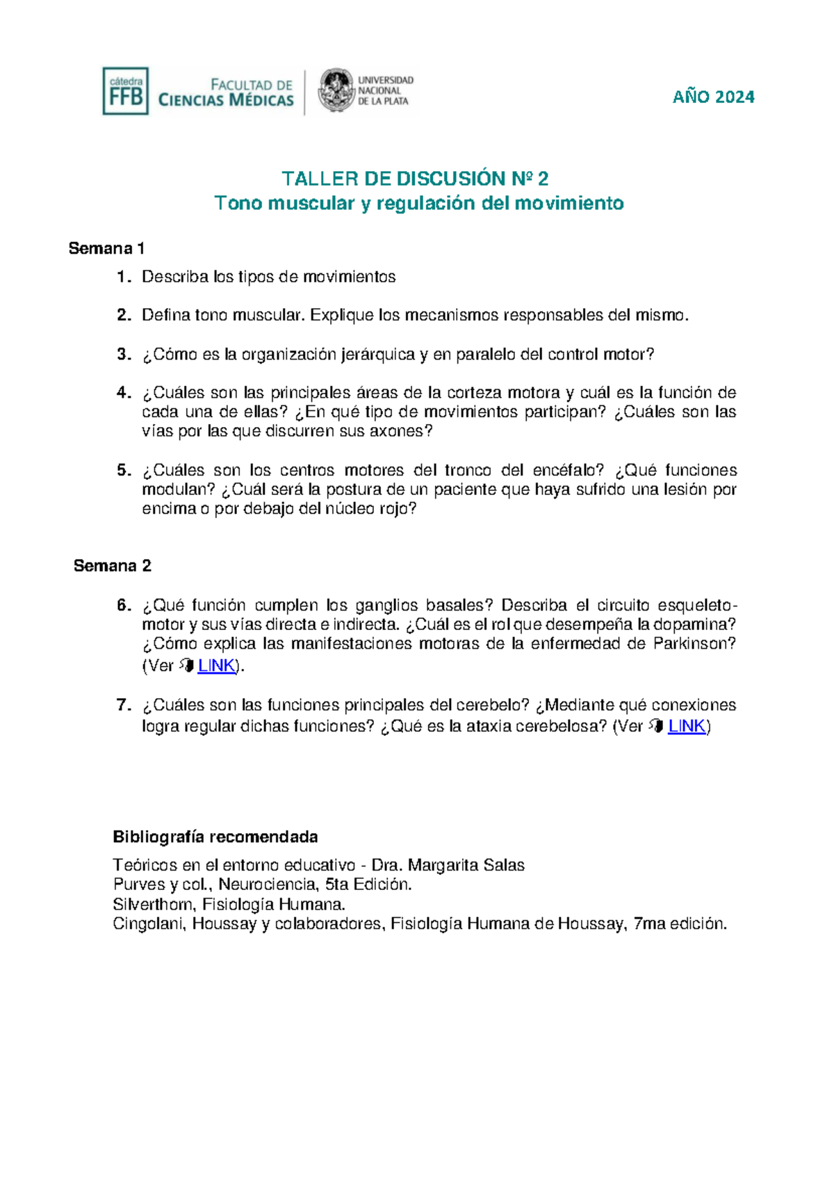 Td D 2 - Tono muscular y actividad motora - 2024 - AÑO 2024 TALLER DE ...