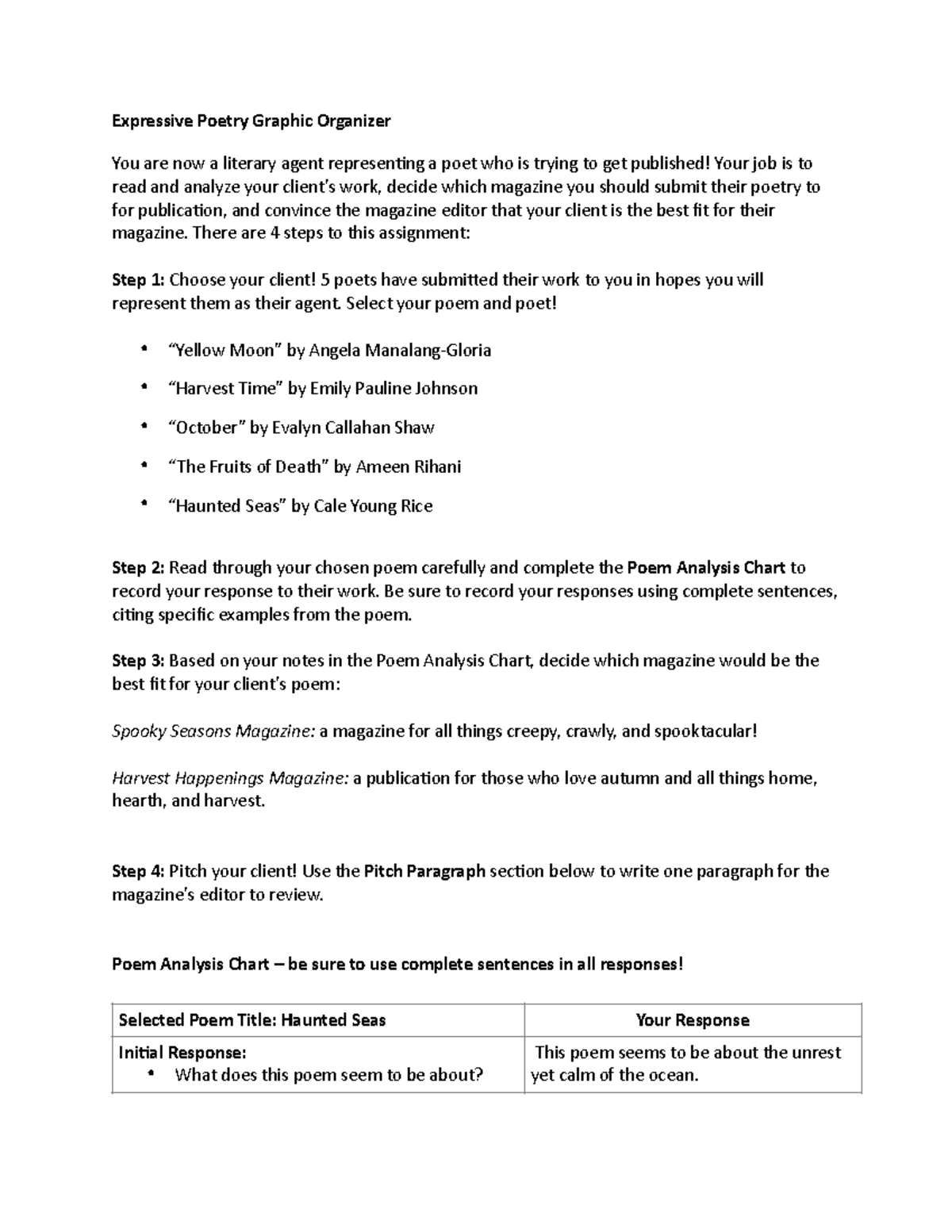 Expressive poetry - There are 4 steps to this assignment: Step 1 ...