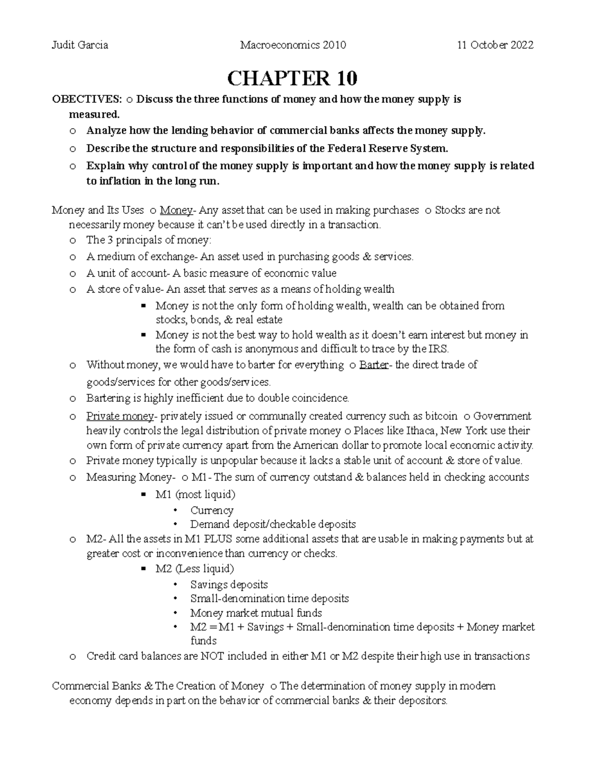 Macroeconomic (CH. 10)- Fall 2022 - Judit Garcia Macroeconomics 2010 11 October 2022 CHAPTER 10 ...