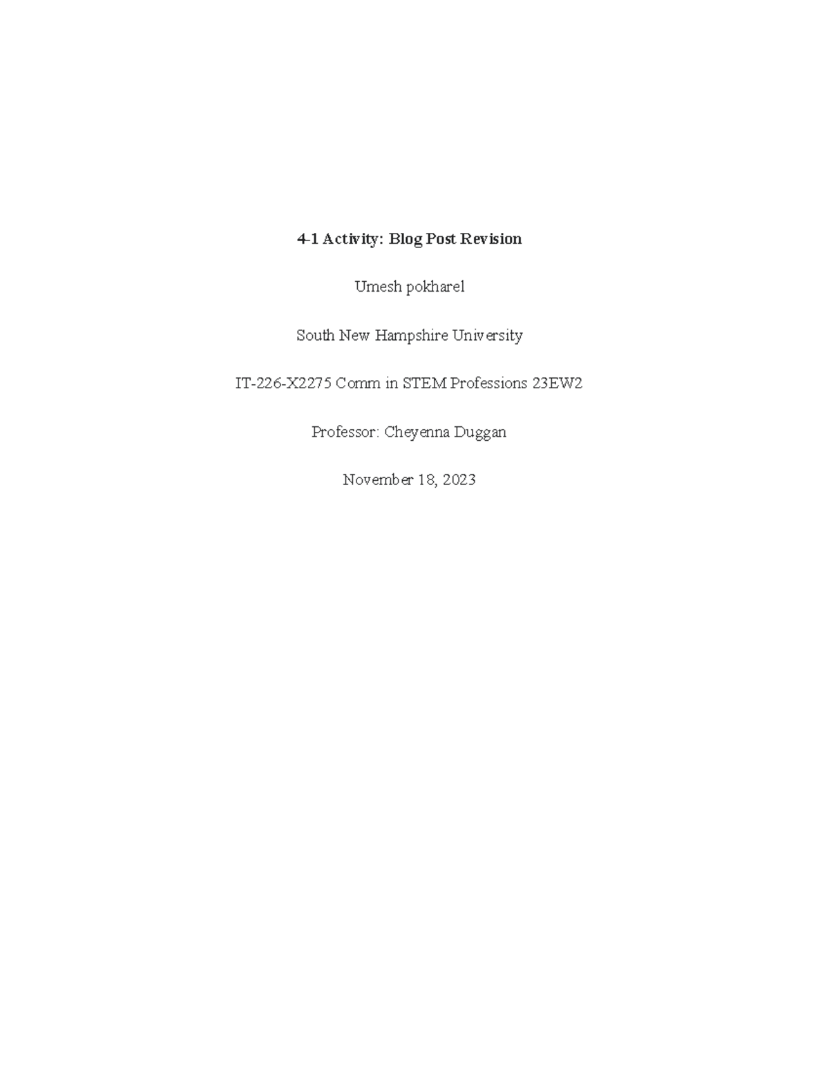 IT-226 4-1 Activity Blog Post Revision - 4-1 Activity: Blog Post Revision Umesh pokharel South ...