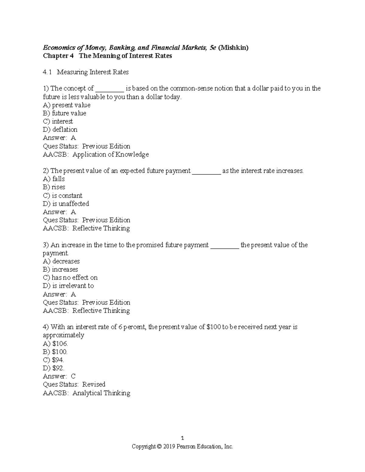 Chapter 4 - Summary - Economics of Money, Banking, and Financial ...