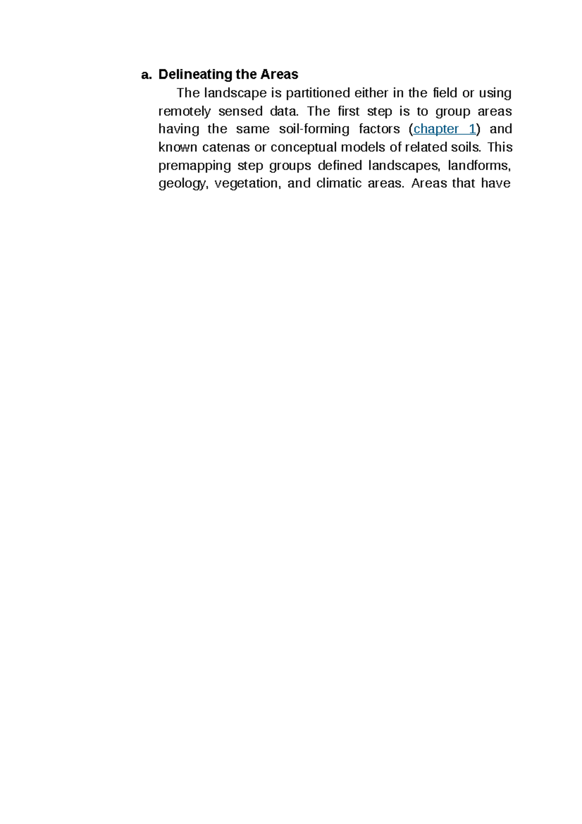 Delineating the Areas - a. Delineating the Areas The landscape is ...