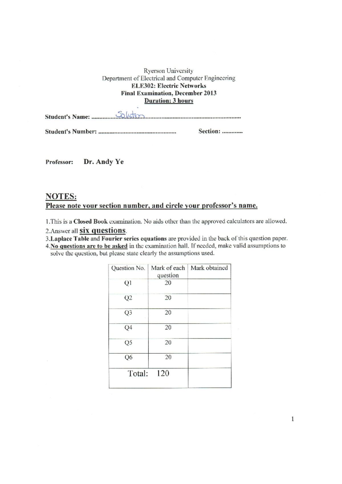 ELE302 Sample Final - ELE 302 - Studocu