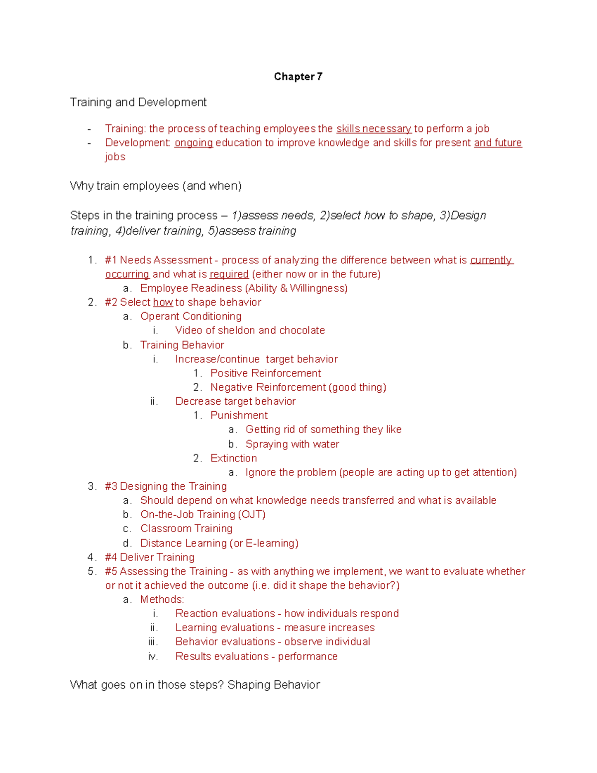 Chapter 7-9 Test Prep - Chapter 7 Training and Development - Training ...