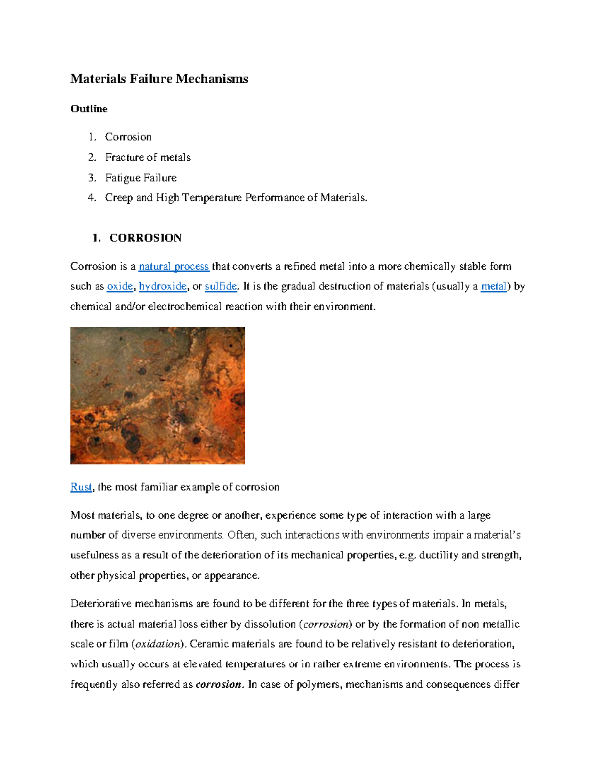 Materials Science Lecture 9 - Materials Failure Mechanisms Outline 1 ...