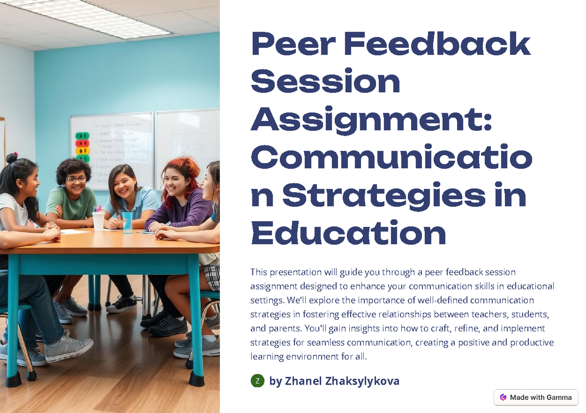 Peer Feedback Session Assignment Communication Strategies in Education ...