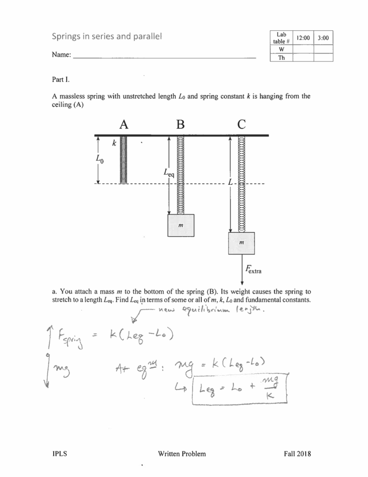 Springs solutions - PHYS 2211 - Studocu
