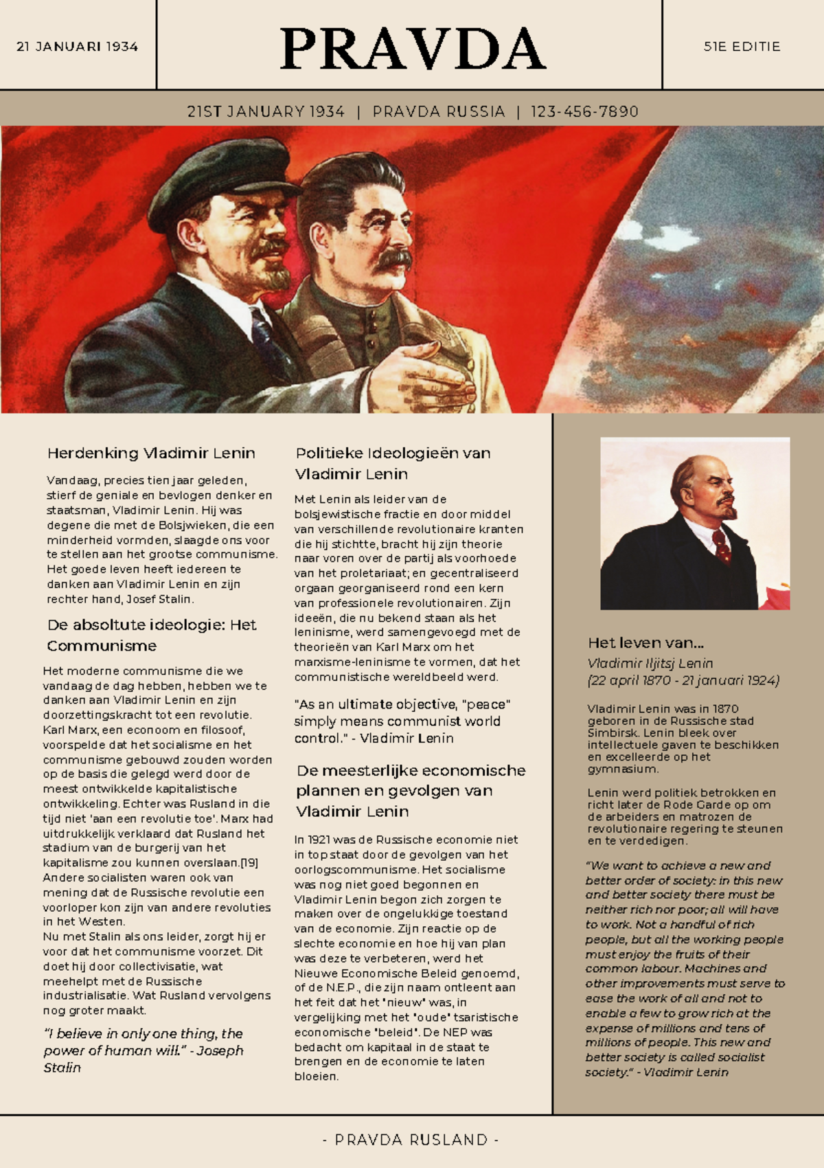 Geschiedenis Pravda krant - PRAVDA Met Lenin als leider van de ...