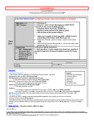 Exemplar of a Directions Questionnaire (Form N181) - 1 Under the Civil ...