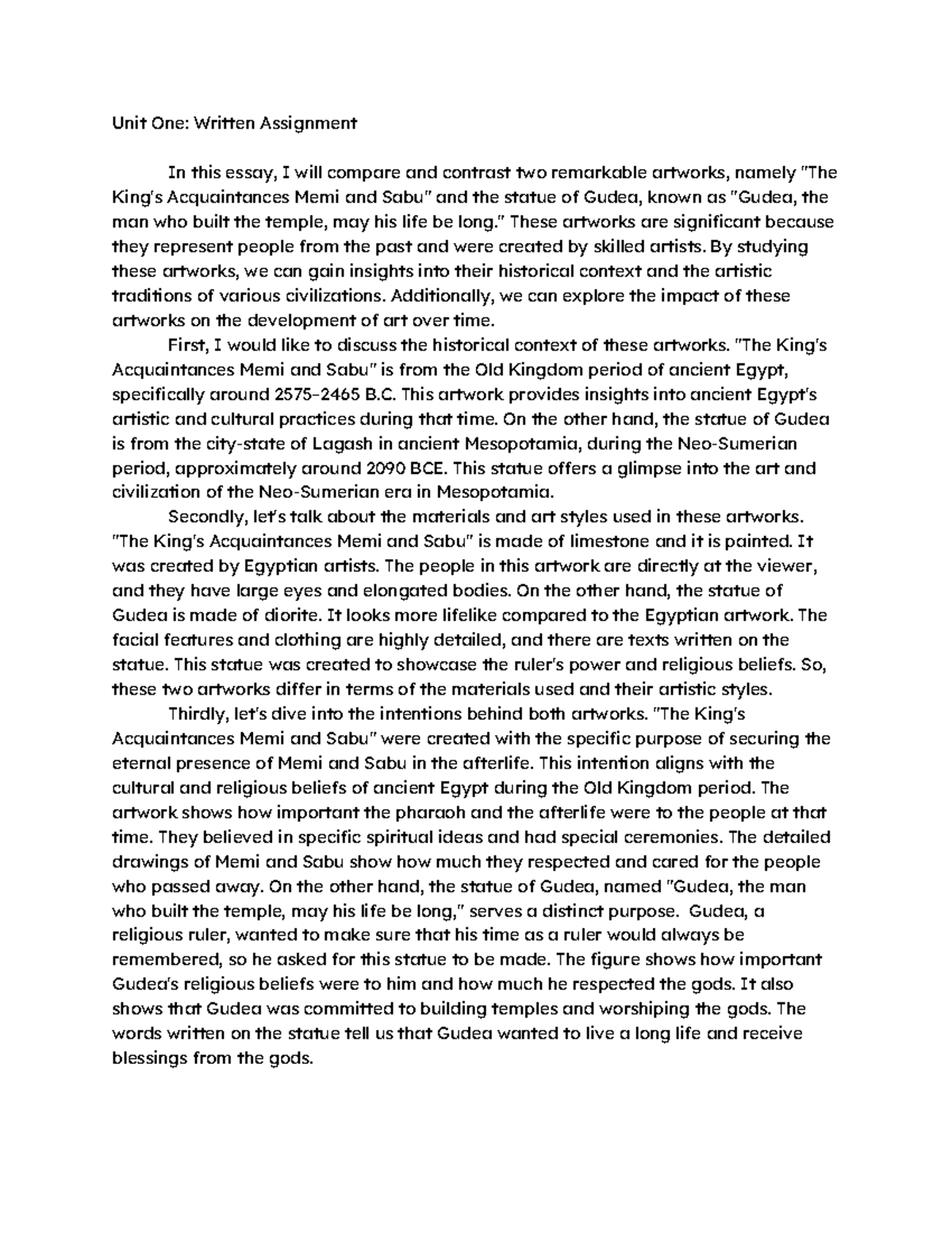 Assignment Unit 1 - Unit One: Written Assignment In this essay, I will compare and contrast two ...