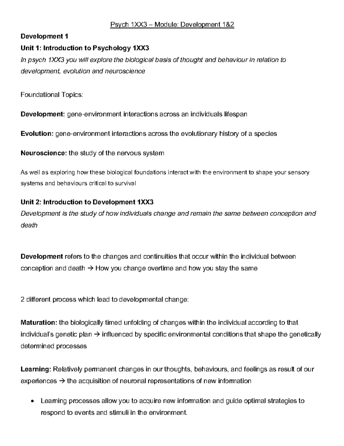Psych 1XX3 development 1&2 - Psych 1XX3 – Module: Development 1 ...